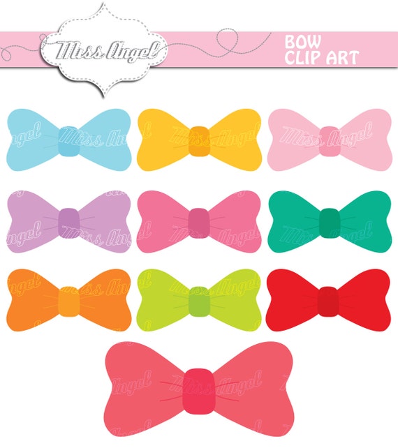 Bows CLIPART Set digital bows 10 solid color bows. Colorful