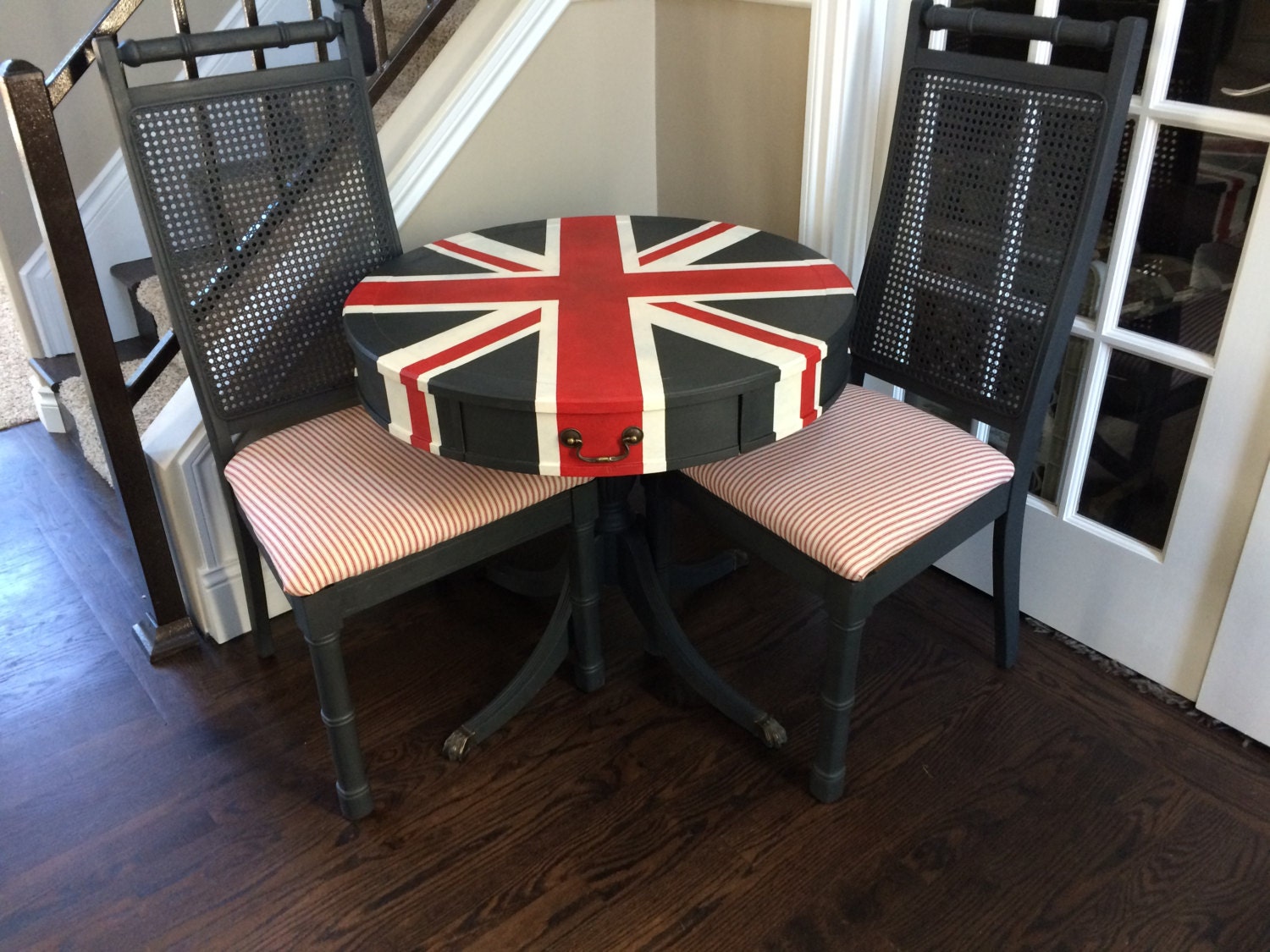 Refurbished Vintage Drum table w/ Claw Feet – Union Jack Cafe Table w ...
