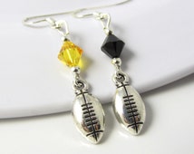Football Earrings- choose 2 colors, Football Jewelry, Football Charm ...