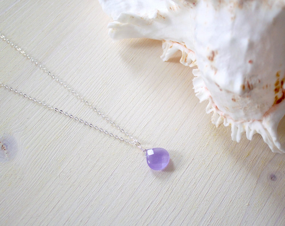 Lavender Quartz Necklace Lilac Crystal by MoonTideJewellery