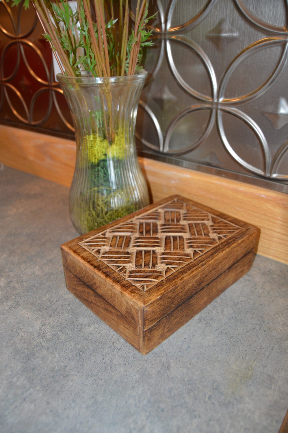 Hand Carved Wood Box, Vintage Carved Wood Box, Decorative Wood Box ...