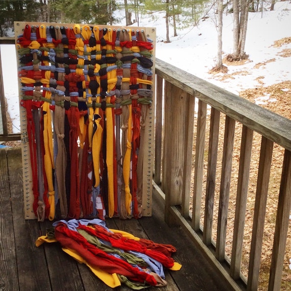 Potholder Rag Rug Autumn Leaves Oranges Reds