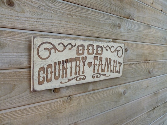 GOD COUNTRY FAMILY Western Carved Wood Sign by RockingSCreations