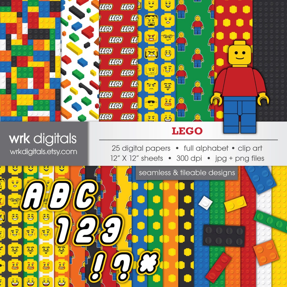 Lego Seamless Digital Paper and Clip Art Pack Digital