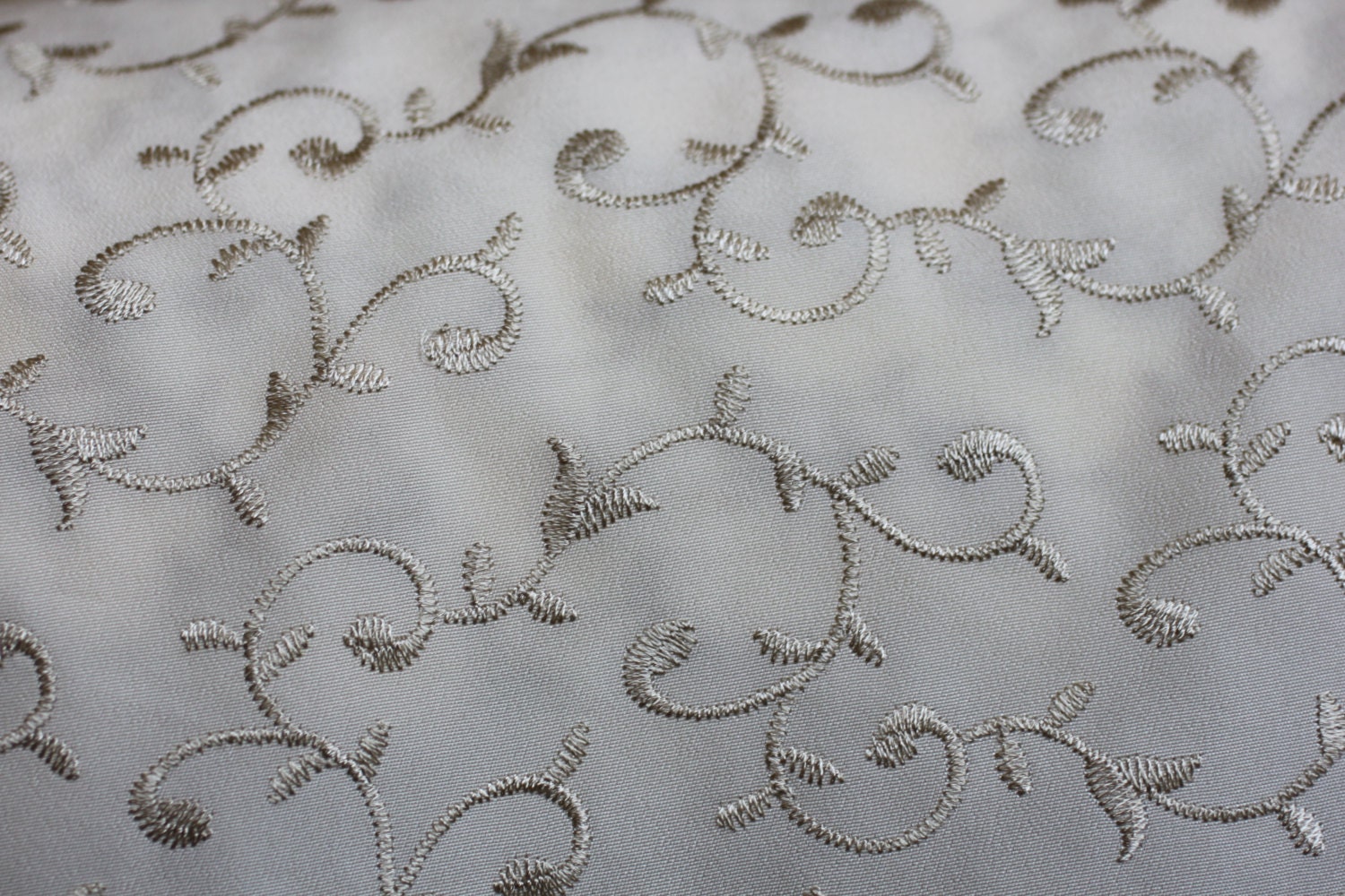 FABRIC Embroidered scroll fabric For Drapery Bedding by fabricbuzz