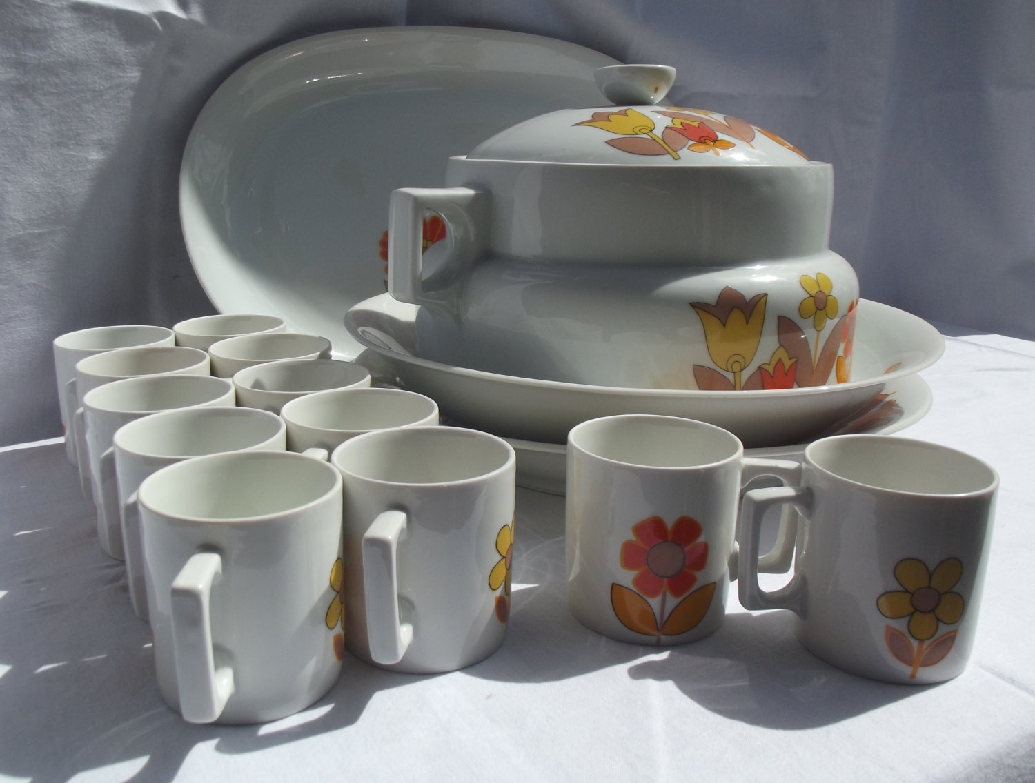 French vintage service set retro ” Berry”vibrant fine porcelain party ...