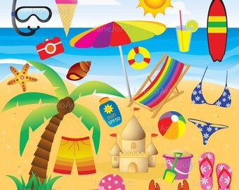 Beach clip art | Etsy