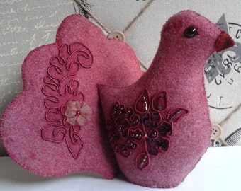 White and Blue Wool Felt Dove Ornament Wool Felt Bird