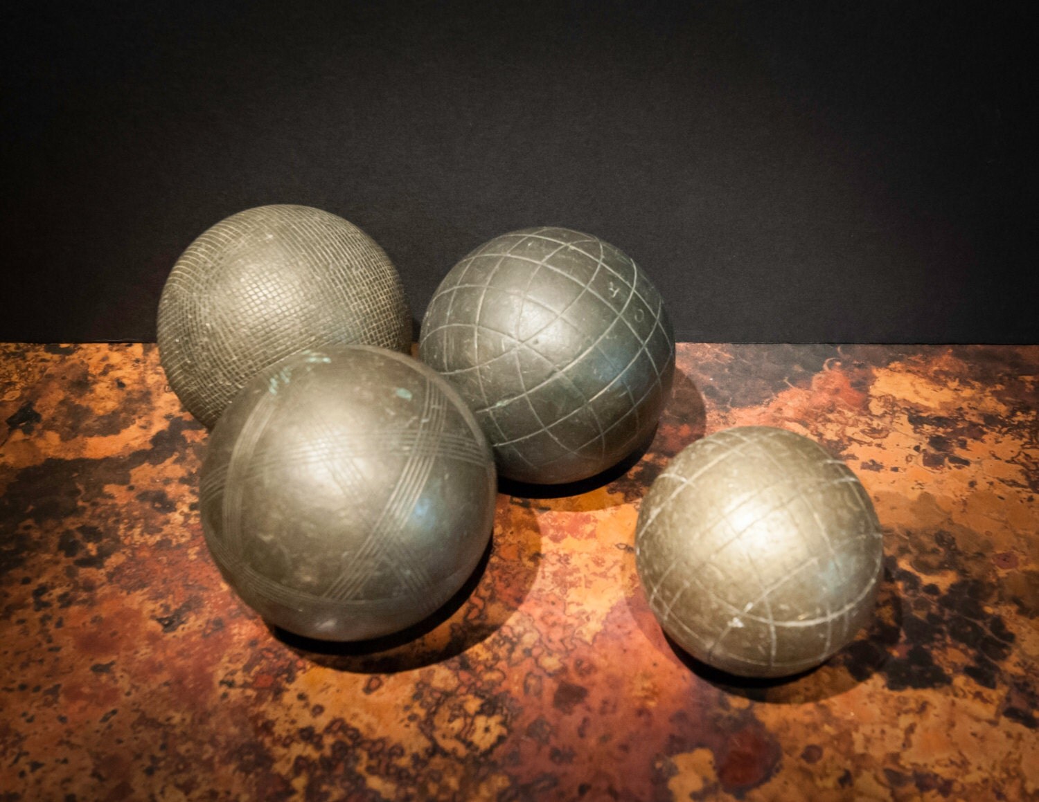 Set of 4 Vintage European Brass Bocce Balls