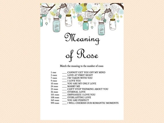 Meaning of Rose rose game matching game Mason by MagicalPrintable