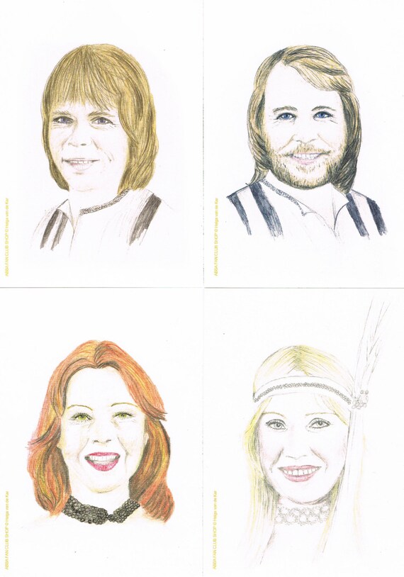 set of cards ABBA pencil drawings