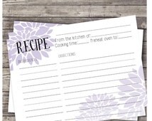 Unique purple recipe card related items | Etsy