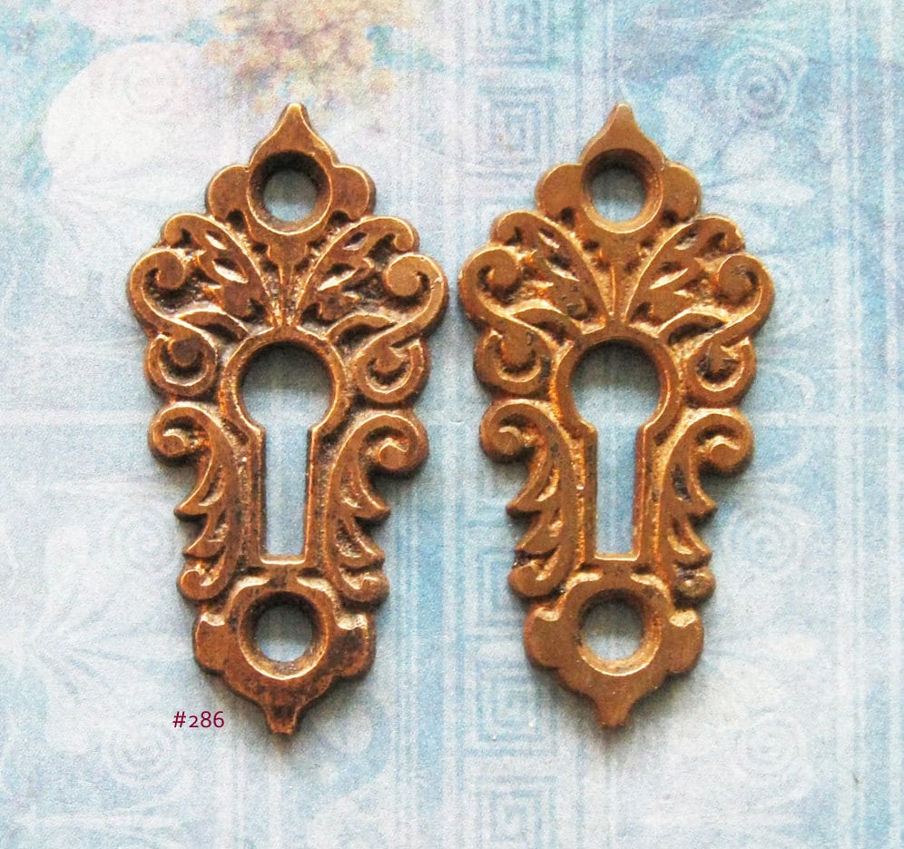 Medieval Gothic Escutcheon Eastlake Armoire Antique Furniture Keyhole ...
