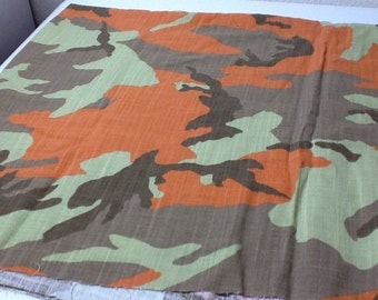 Orange camo fabric | Etsy