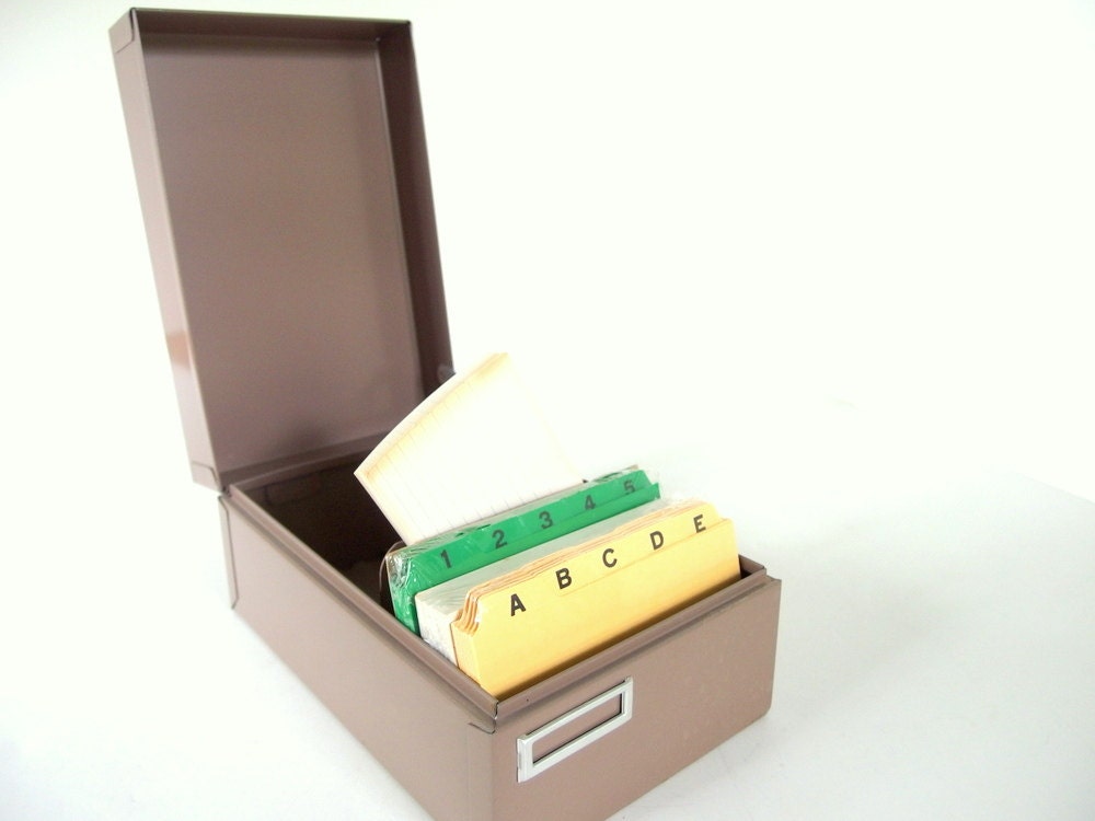 Vintage Office Steelmaster Metal File Box, Industrial Brown Storage ...