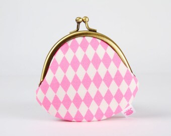 Metal frame coin purse - Neon pink diamonds - Mummy rounded purse ...