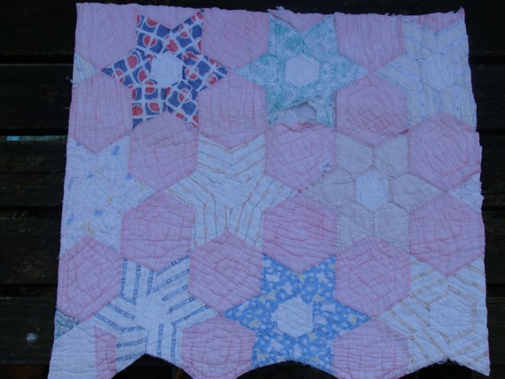 20 x 20 Depression Era Quilt Piece ... 6 Pointed by EarlyAttic