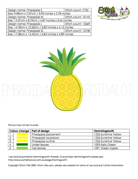 Pineapple applique embroidery design. Perfect for by Embroidalot