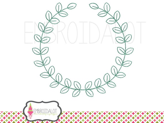 Leaf monogram frame embroidery design. Text fame in by Embroidalot