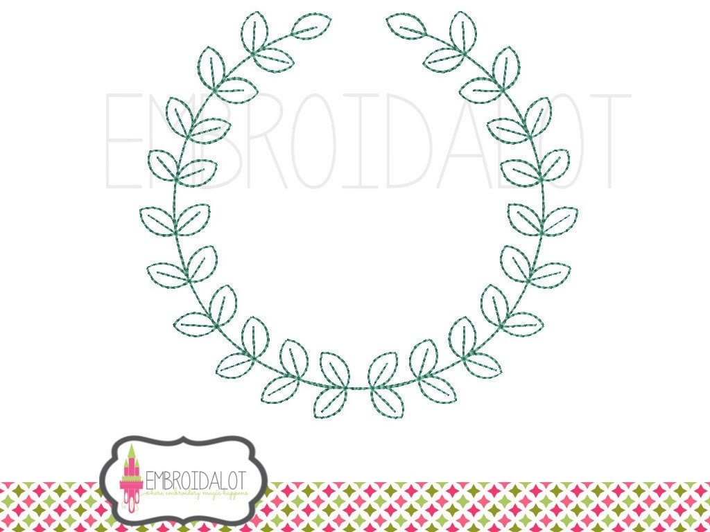 Leaf monogram frame embroidery design. Text fame in by Embroidalot