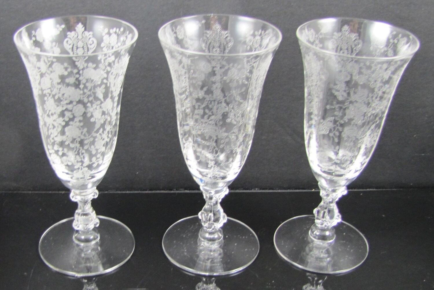 Three Vintage Cambridge Rose Point Stems – Haute Juice