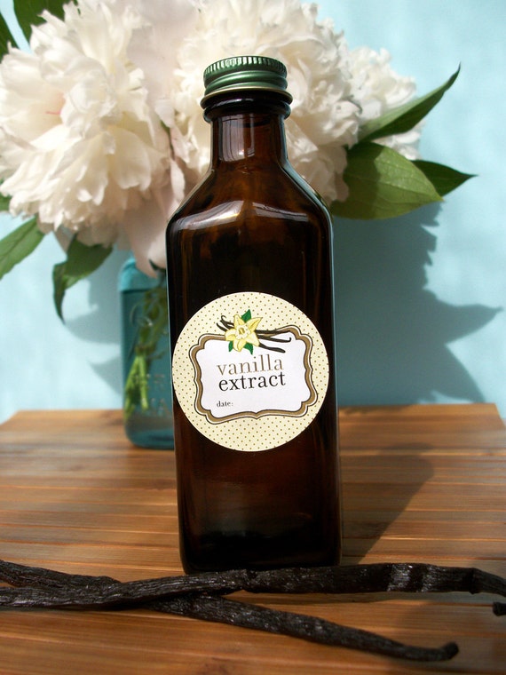 Cute Vanilla Extract bottle labels round stickers for amber