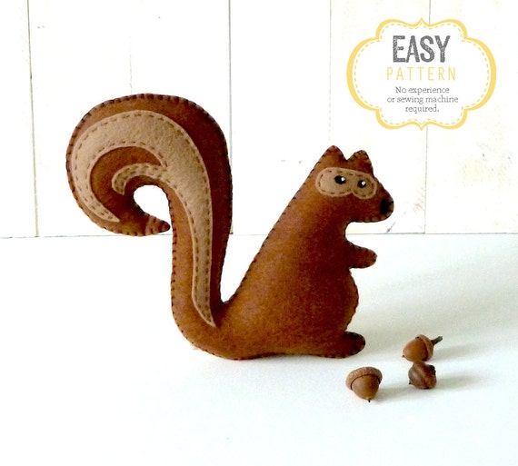 Squirrel Sewing Pattern Stuffed Squirrel Hand Sewing Pattern