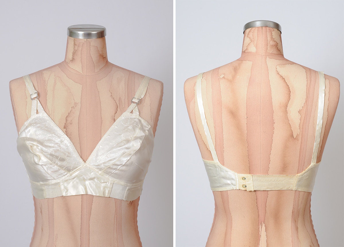 1950s Bra 50s White Satin Bullet Bra
