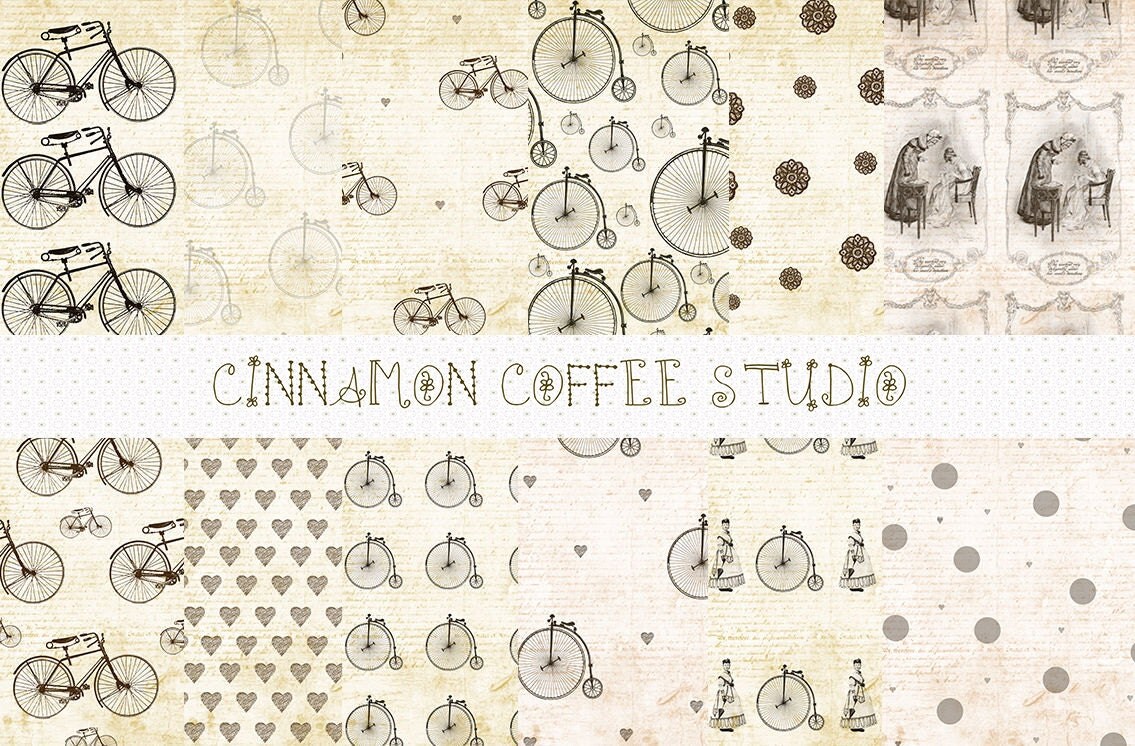 Bike Digital Papers Vintage Bicycle Backgrounds Retro Bike