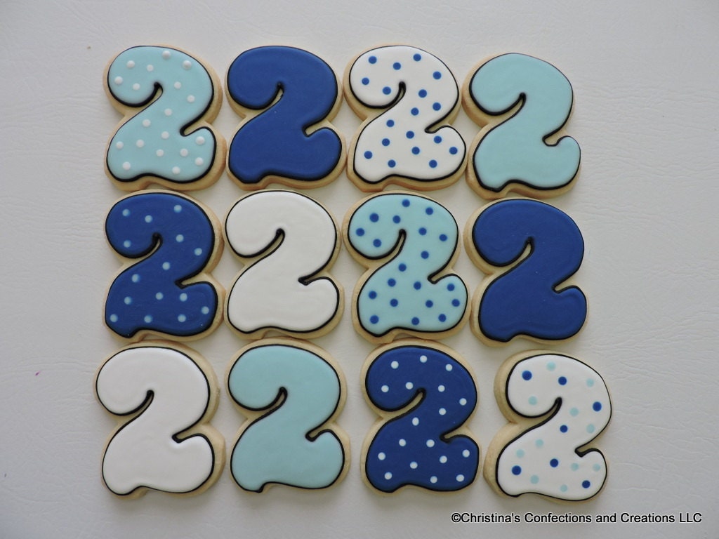 Number 2 Hand decorated sugar cookies for Birthdays 2413