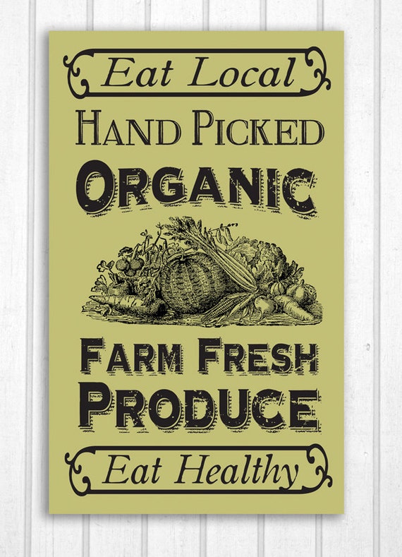 Organic Farm Fresh Produce Hand Screened Wood Sign