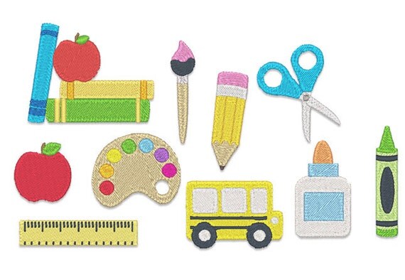 Mini Back to School Embroidery Design Set Instant Download