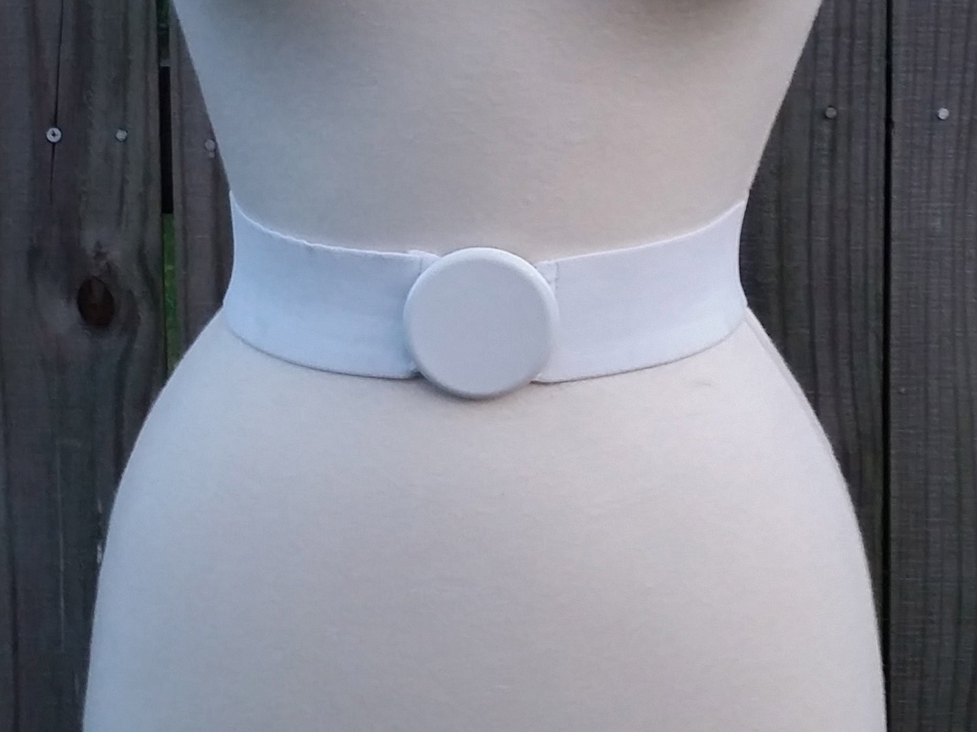 Vintage XXS XS S 80s White Stretchy Stretch Circle Buckle Glam Belt ...