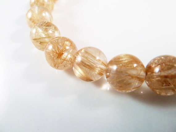 Golden Rutilated Quartz Stretch Bracelet High by SandiLaneFineArt