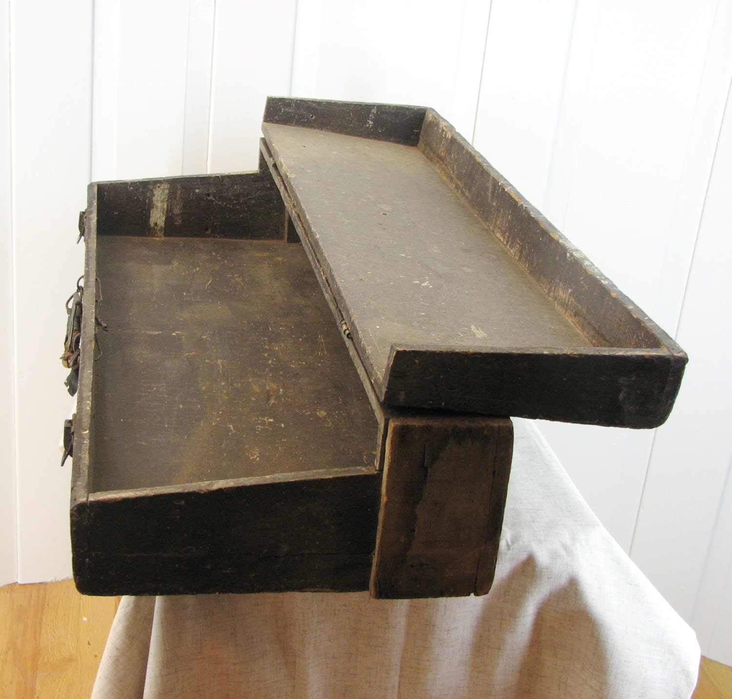 Early 1900s Tool Box, Black Wood, Handmade, Could be Used as a Desktop ...
