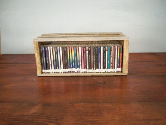 CD storage Crate Rustic Wood Center Piece Wood Crate