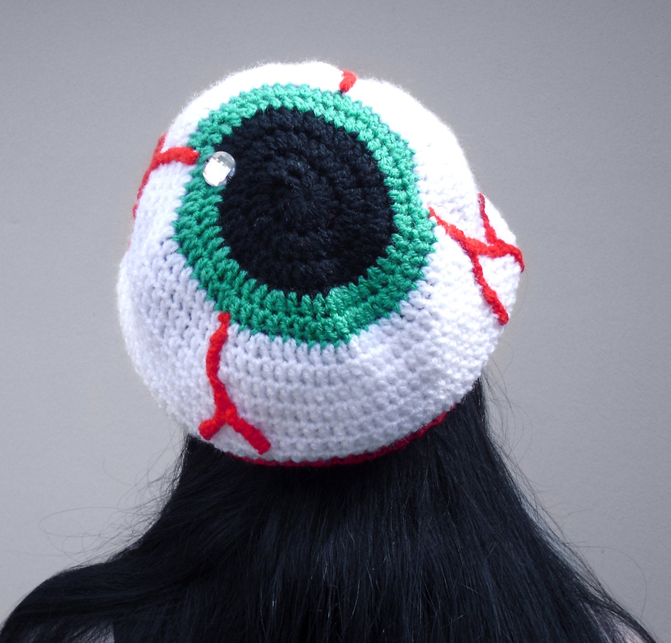 Creepy Eyeball Hat Crochet Slouchy Beanie Spooky Human Eye Hat