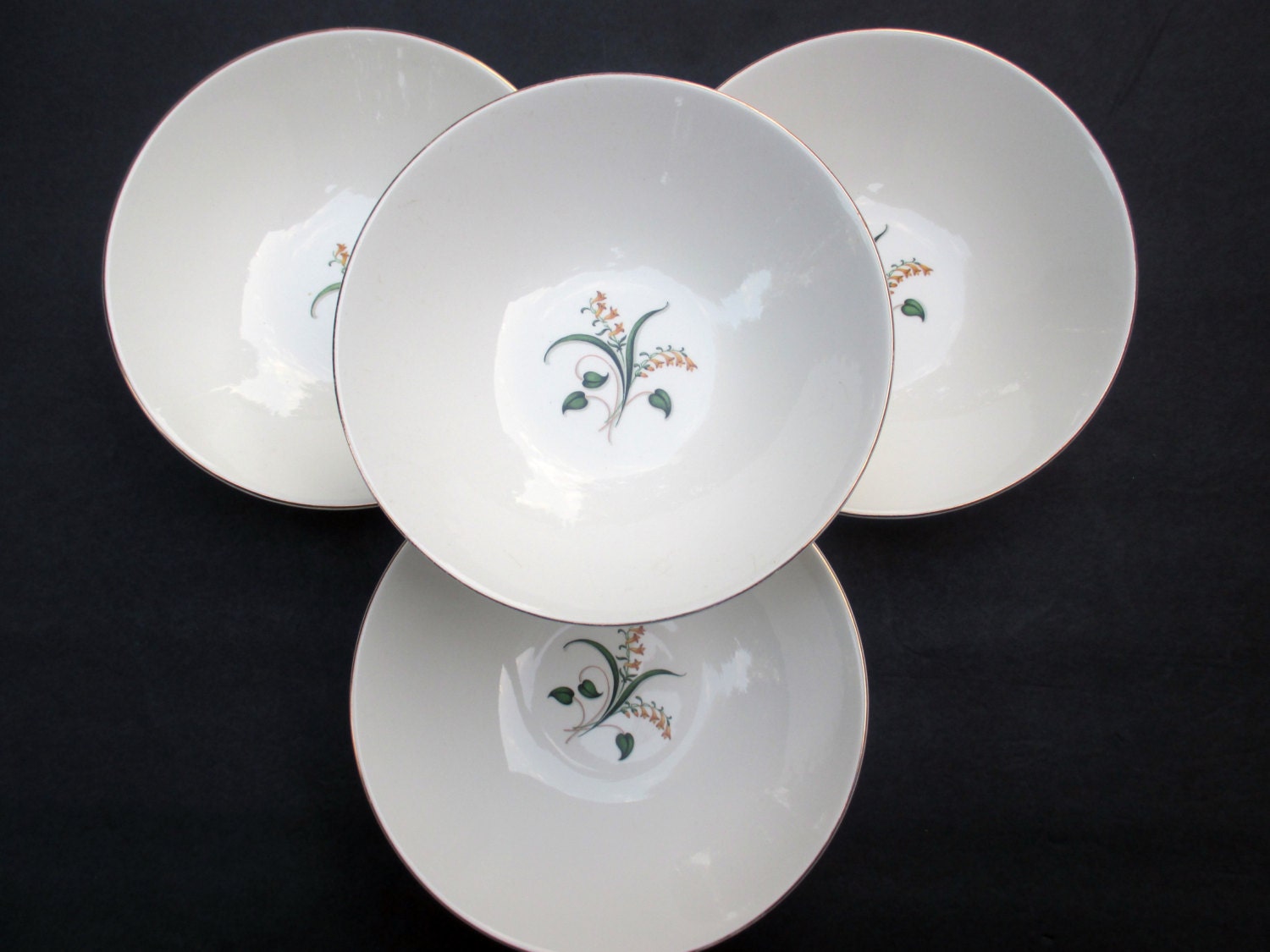 Knowles China Accent Shape Forsythia Pattern with Gold Rims