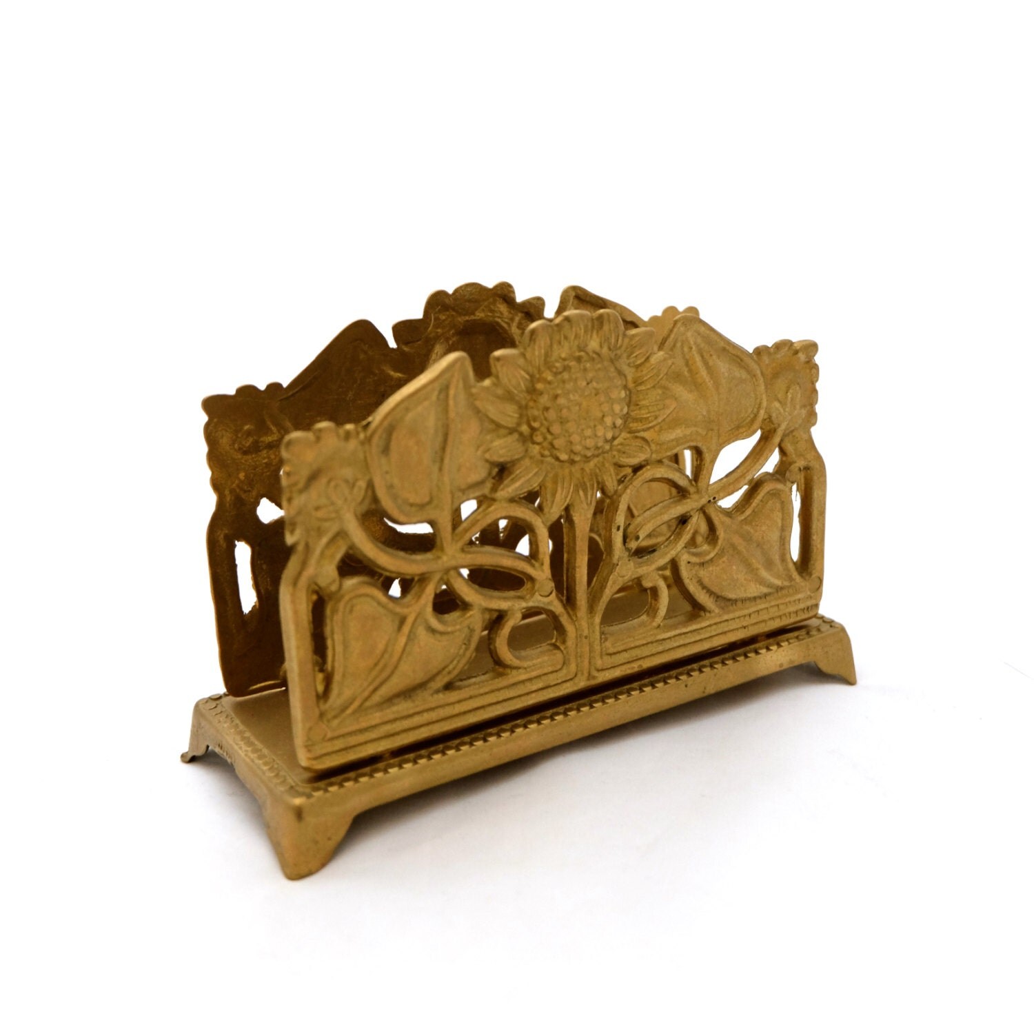 Art Nouveau Sunflower Solid Brass Letter rack, Italian Letter Holder ...