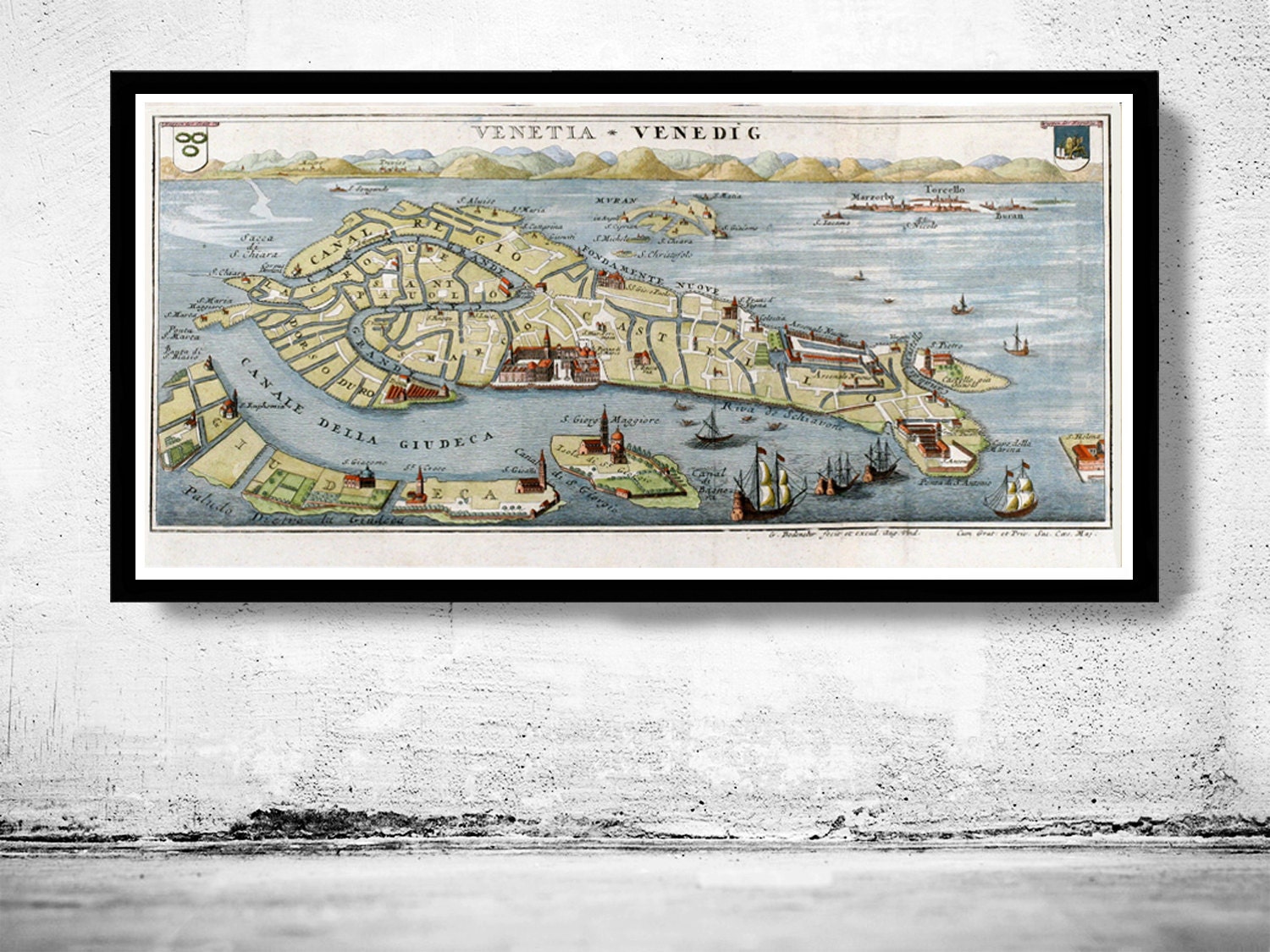 Vintage Old Map of Venice Venetia Venezia Italy 1720