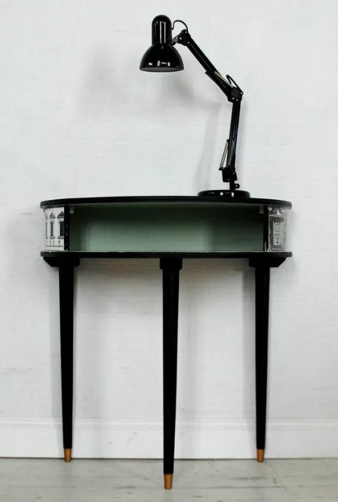 Stunning Upcycled Vintage Half Moon Side Hall Table with Fornasetti ...