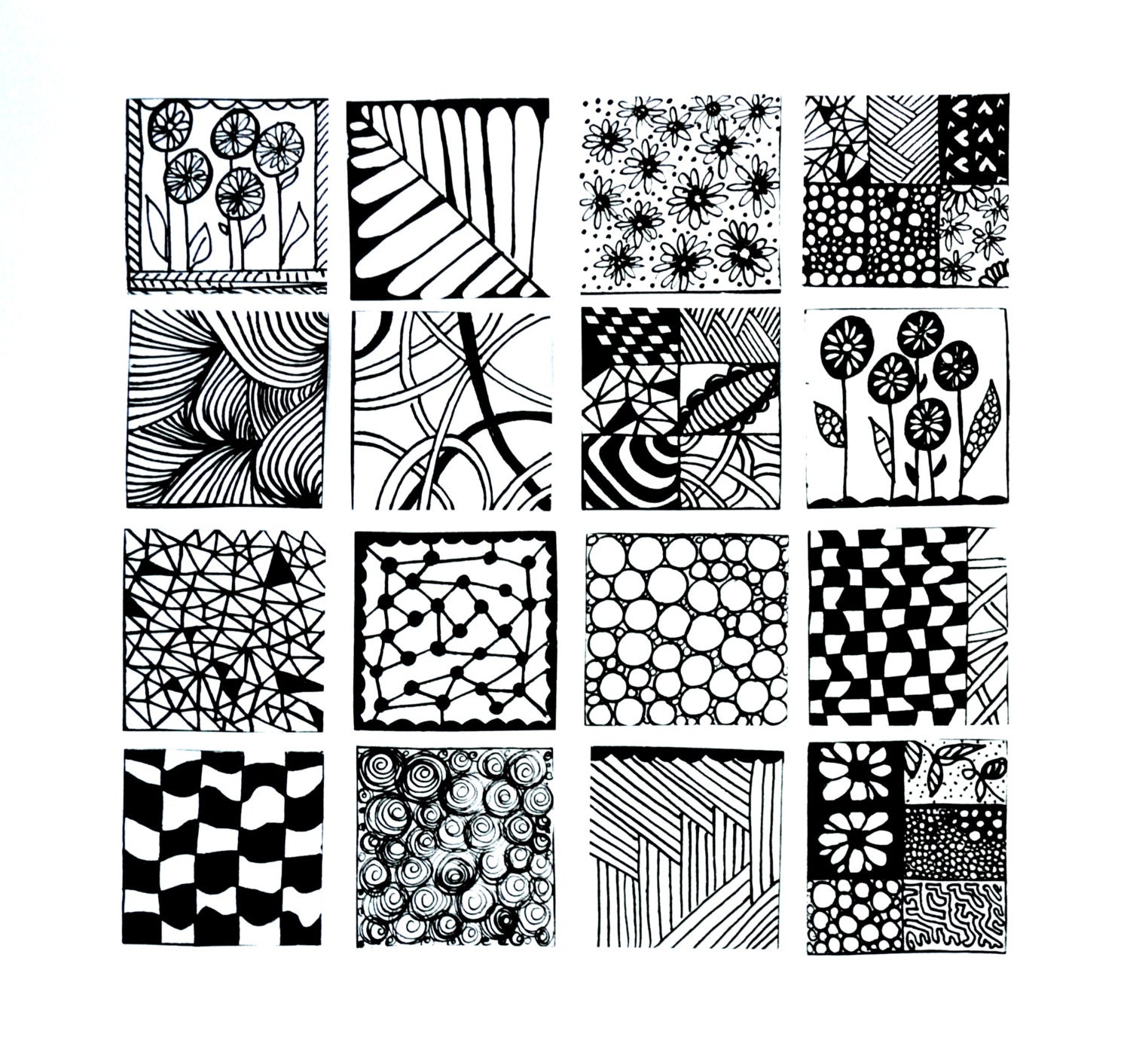 Doodle Art Prints. Set or individual black by UpAgainstTheWall