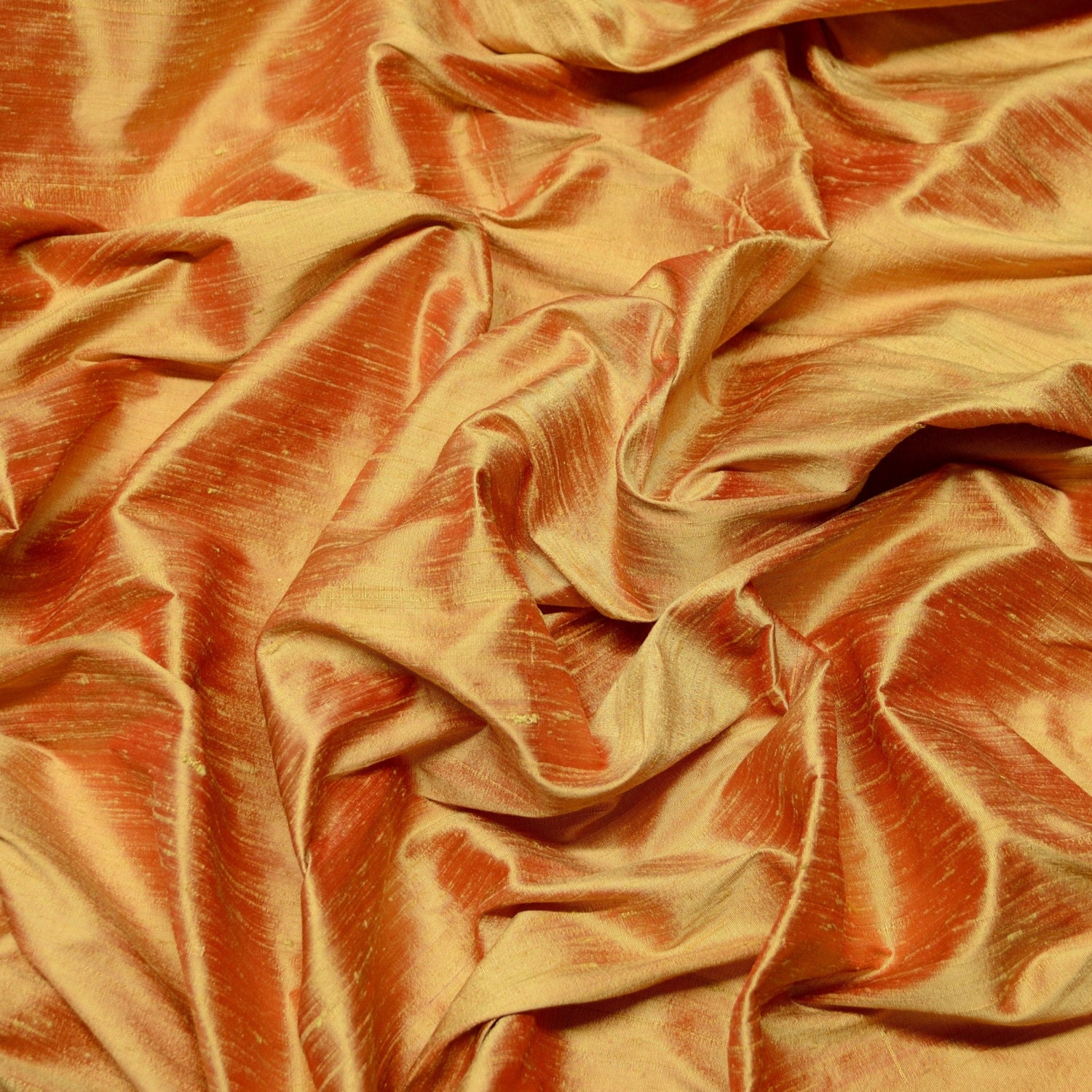 Iridescent Gold Spice Dupioni Silk 100% Silk Fabric 54