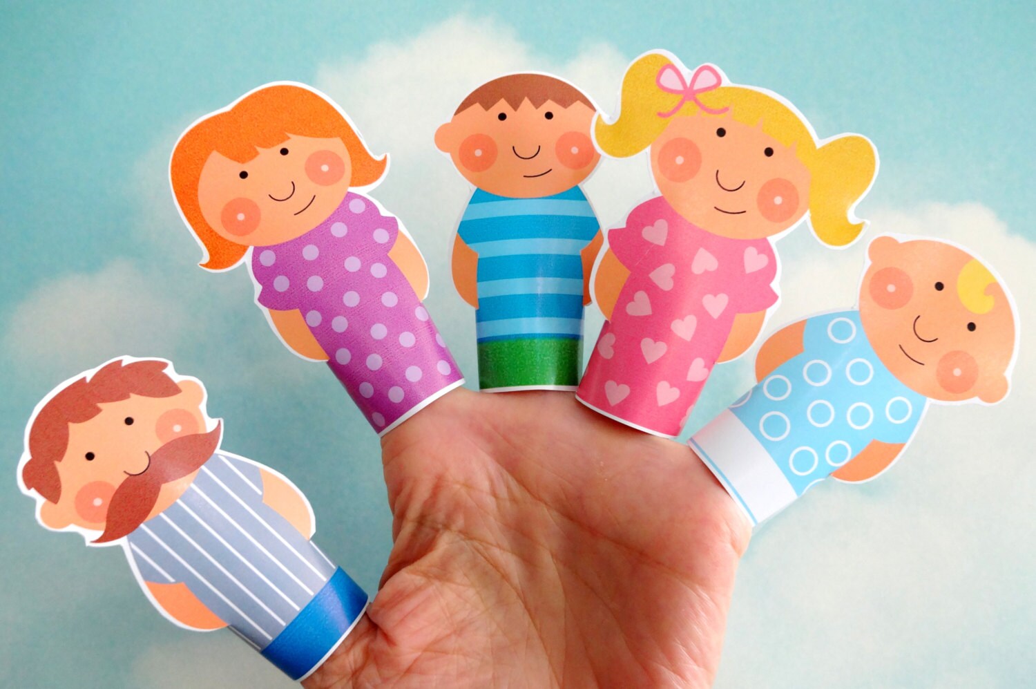 DIY Printable Finger Puppet Family PDF Daddy Mommy