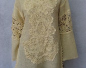 Items similar to Crocheted Ethnic Tunic, KNITTED Yellow Tunic ...