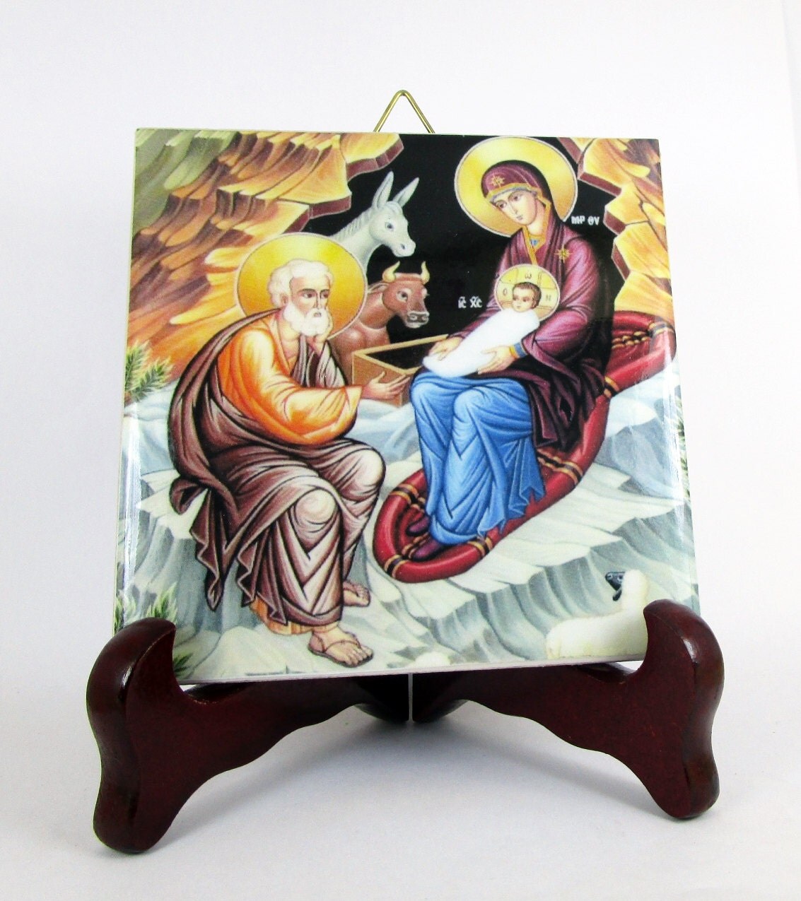 Religious icon on ceramic tile The Nativity of Jesus