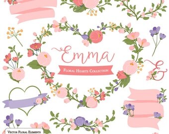 Emma Floral Heart Clipart & Vectors in Grandmas by AmandaIlkov
