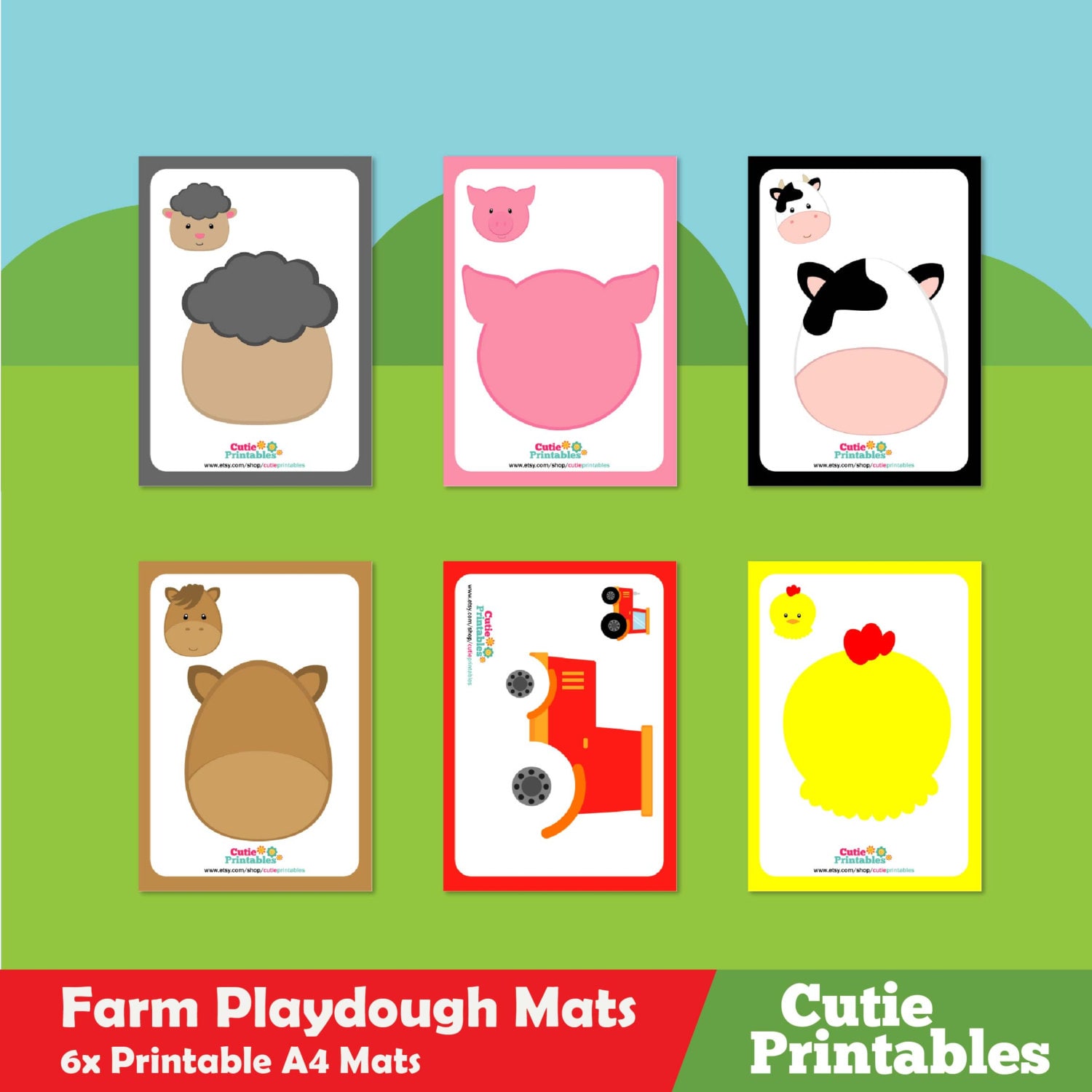 Farm Animal Playdough Mats from MyLearningPrintables on Etsy Studio