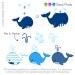 Nautical Whales clipart Digital Clip Art Personal by basicpixels