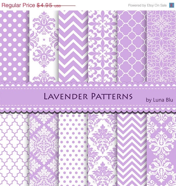 New Item added to my shop:Lavender Digital Paper: “Lavender Patterns ...